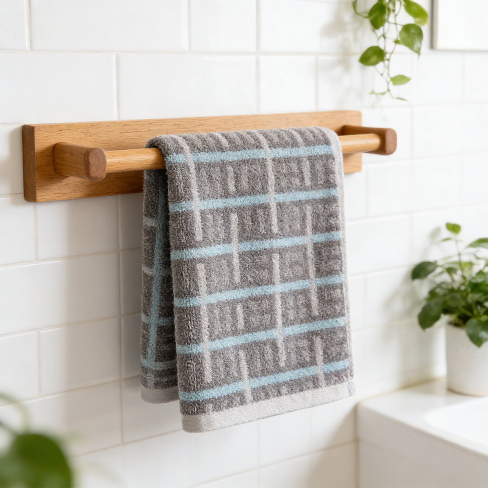Bathroom Towels Geometric Diamond Weave Gray Towel, Soft Textured ...