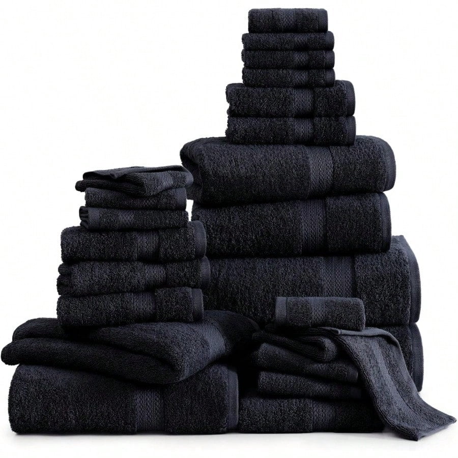 Bathroom Towels Sets - 24 PCs - 100 Durable Cotton Towels - Absorbent ...