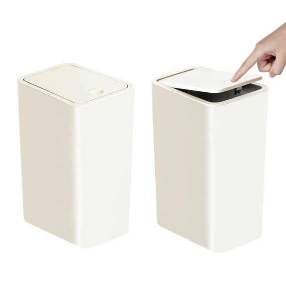 Bathroom Trash Can-10L Small Garbage Can with Press Top Lid for Toilet ...