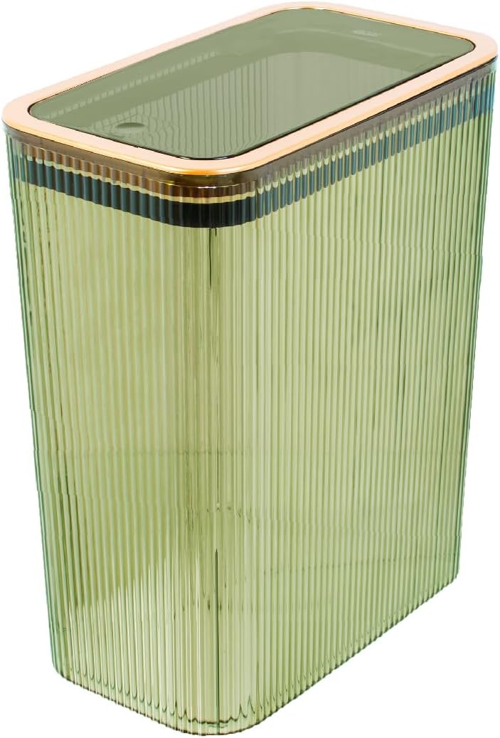 Bathroom Trash Can, 2.6 Gallon (10L) - Slim Plastic Waste Basket with ...