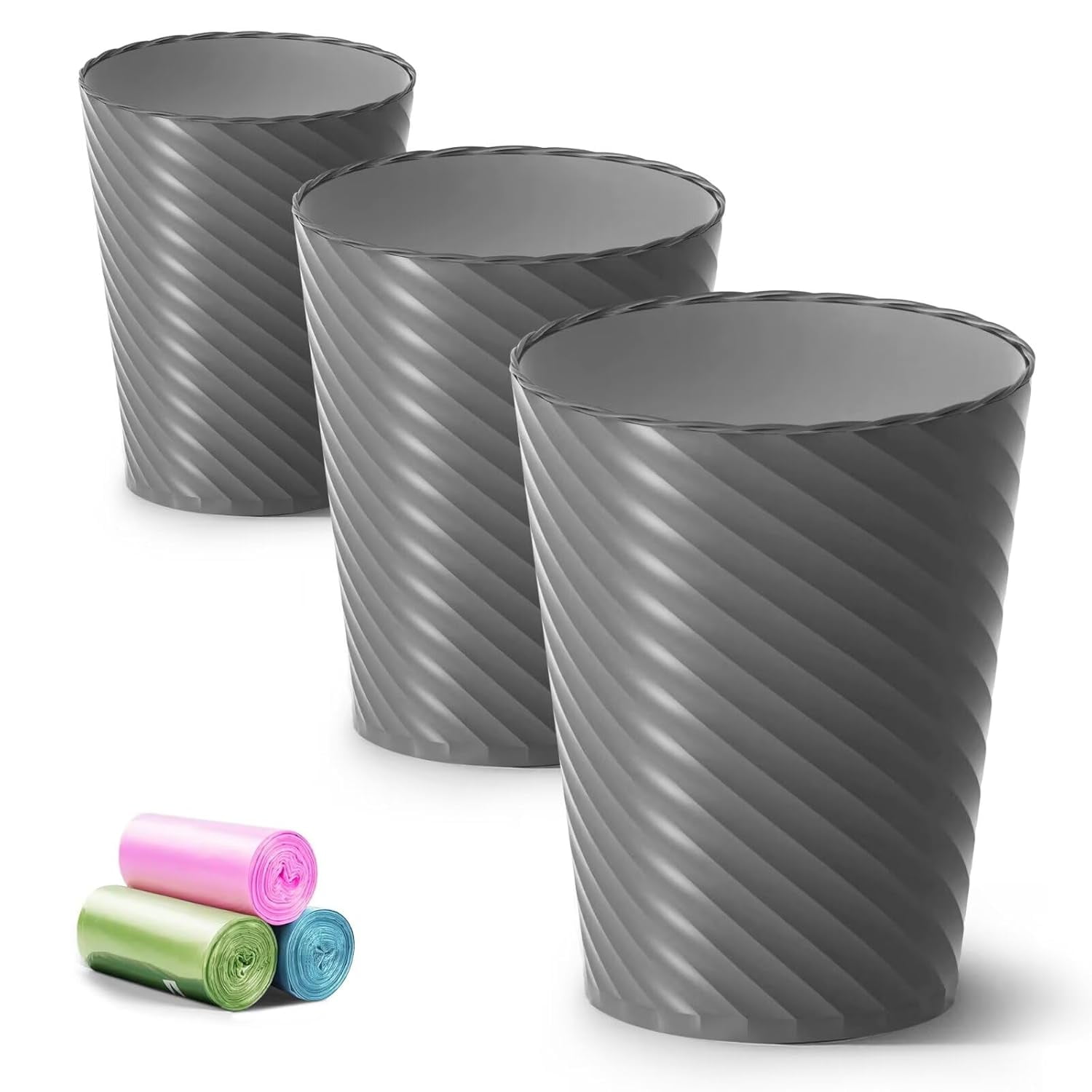 Bathroom Trash Can, 3 Pack 1.8 Gallons Small Trash Can with Trash Bags ...