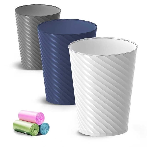 Bathroom Trash Can, 3 Pack 1.8 Gallons Small Trash Can with Trash Bags ...