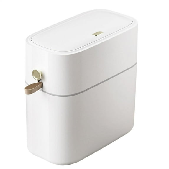 Bathroom Trash Can – 8L Slim Lidded Dustbin, Compact Space-Saving ...