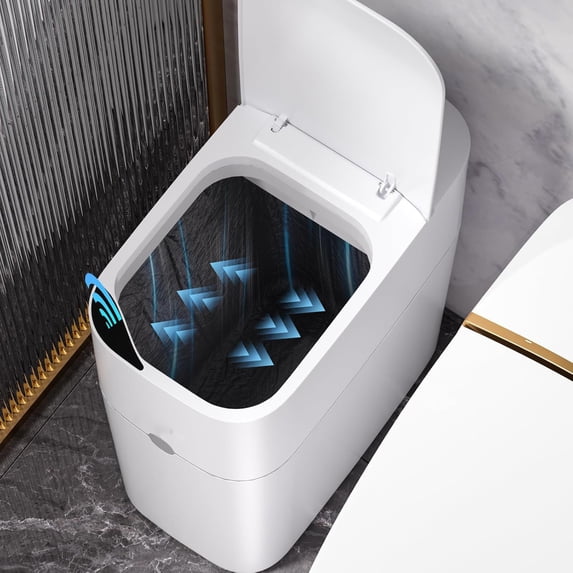 Bathroom Trash Can, Automatic Bagging Garbage Can, Slim Smart Plastic ...