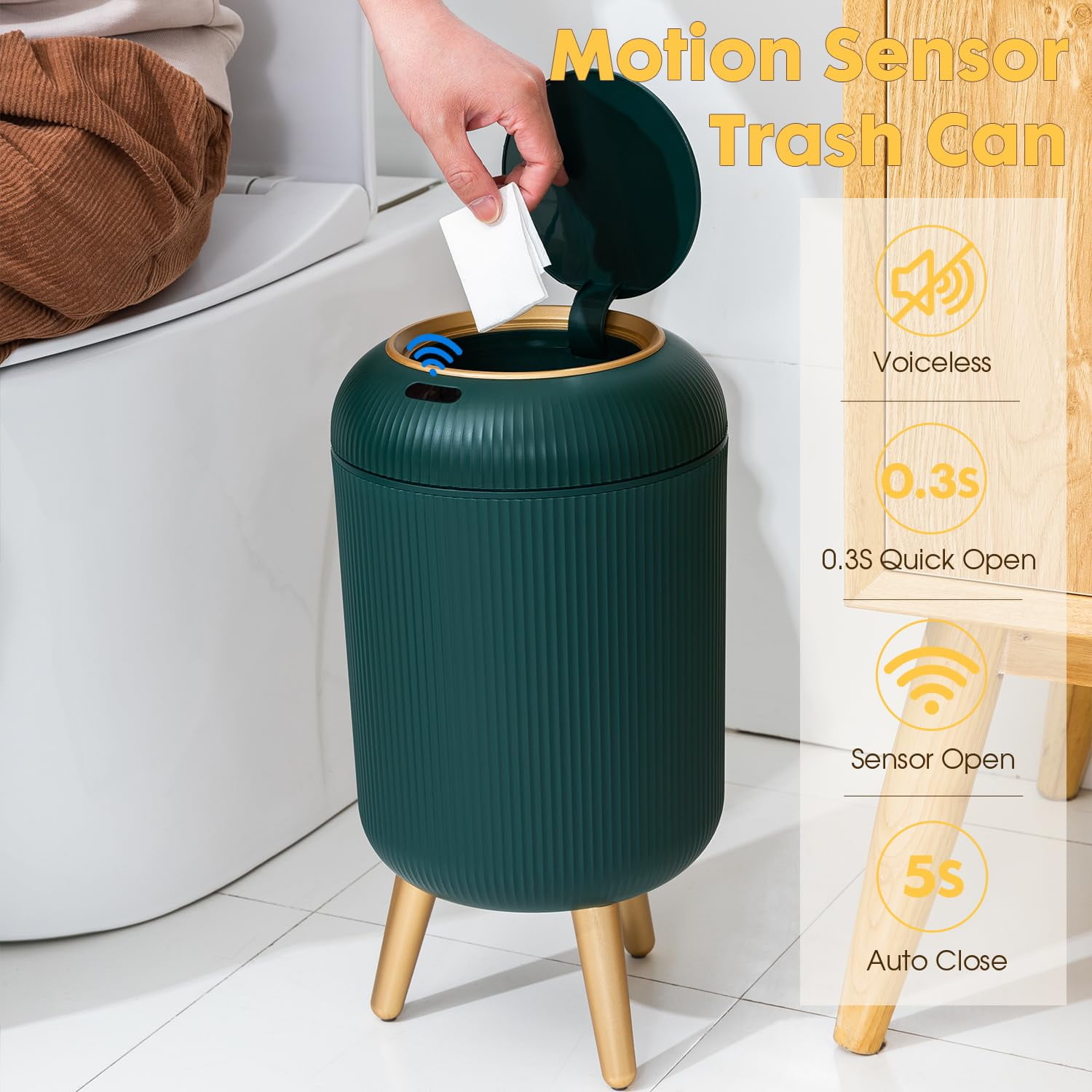 Smart Motion Sensor Trash Can - 3 Gallon Automatic Touchless Garbage ...