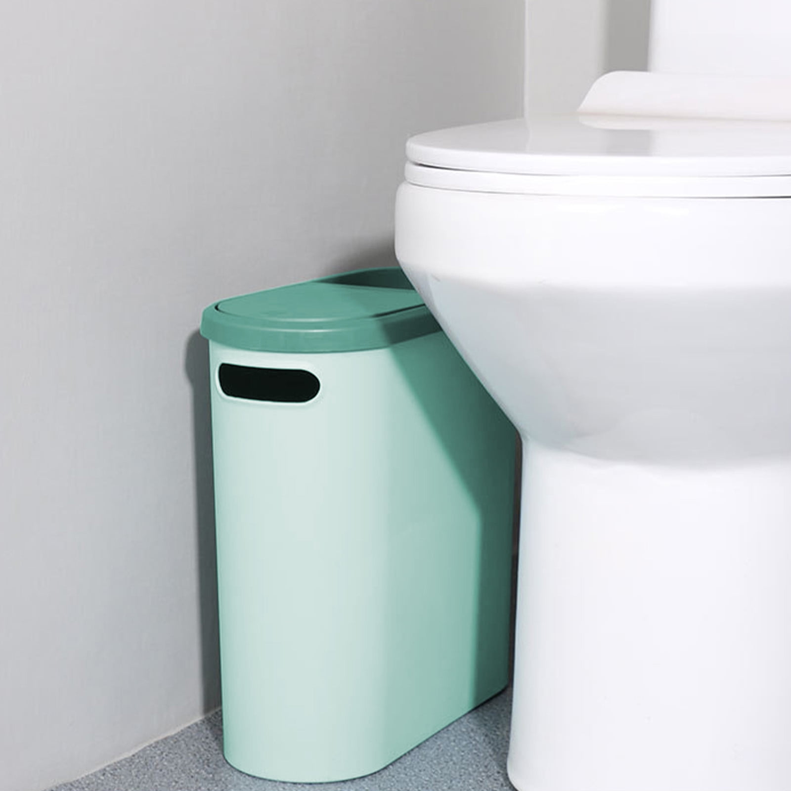 Bathroom Trash Can Large Capacity | Slim Plastic Wastebasket with Push ...