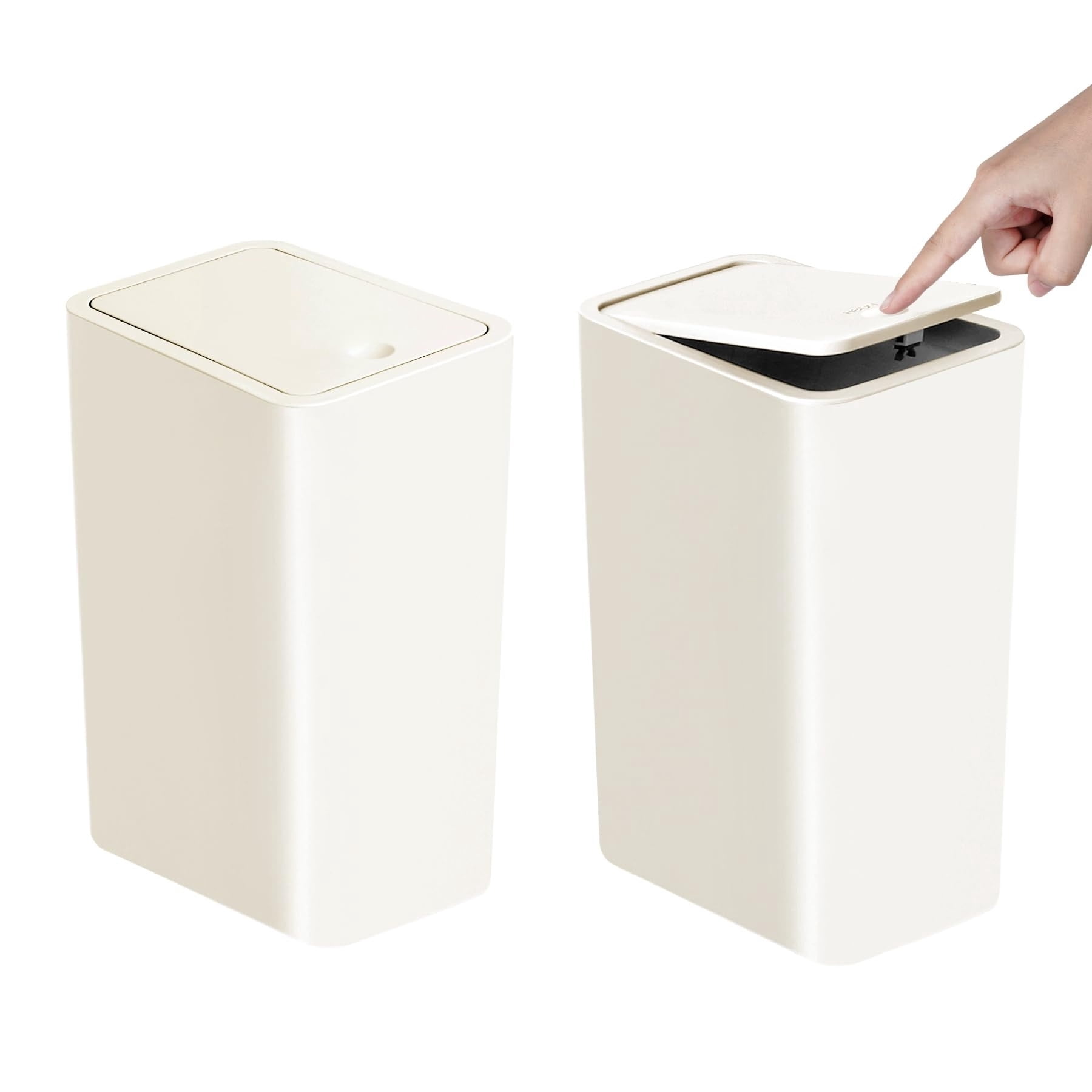 Bathroom Trash Can with Lid, 10 Liter/ 2.6 Gallon Slim Garbage Can ...