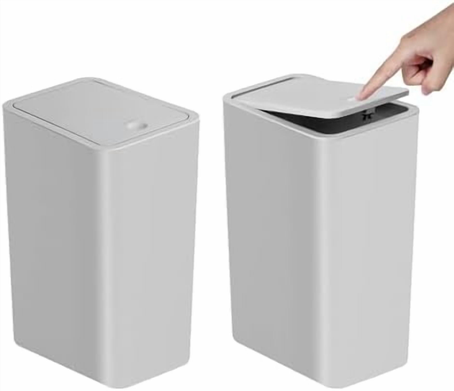 Bathroom Trash Can with Lid, 10 Liter/ 2.6 Gallon Slim Garbage Can ...