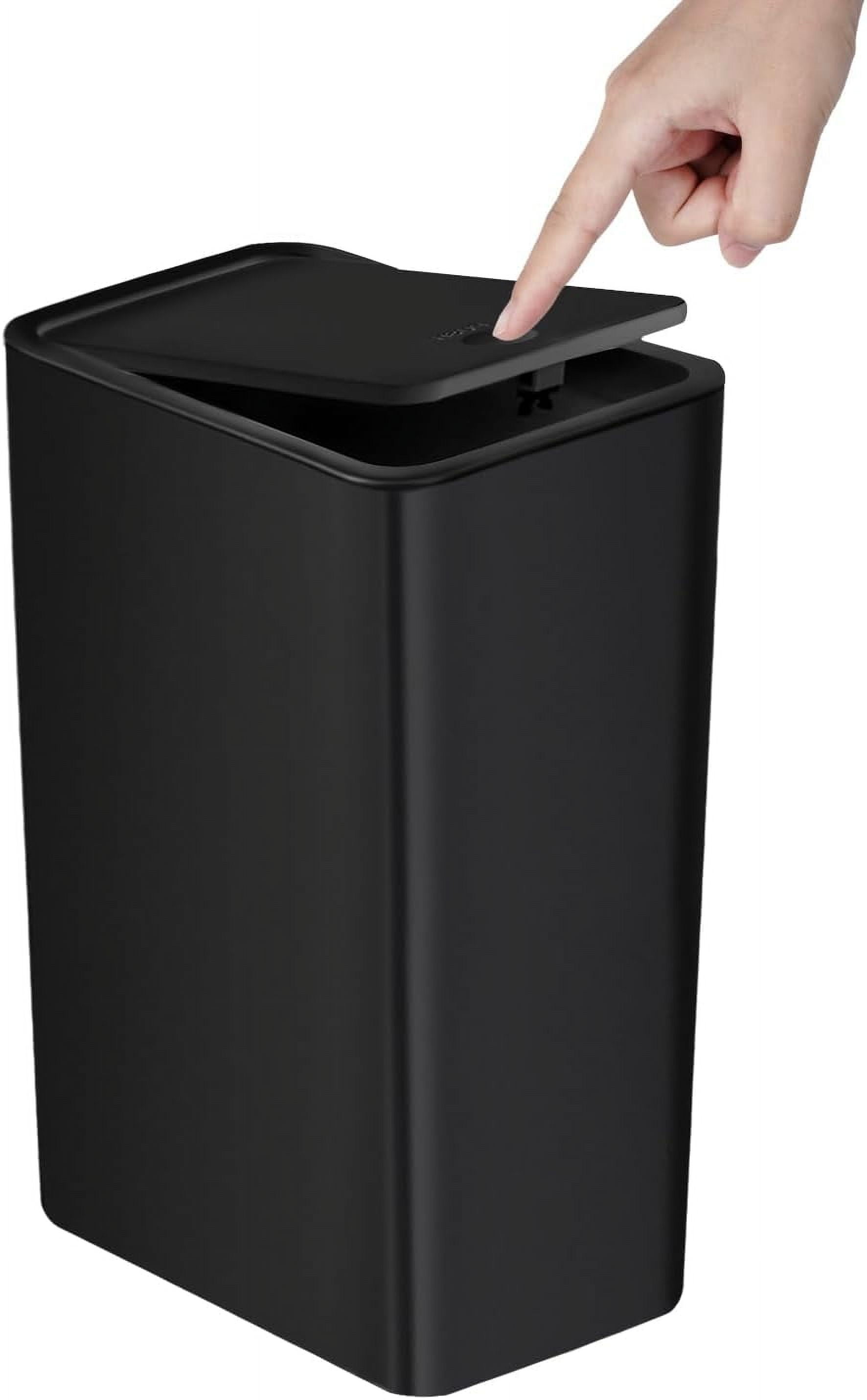 Bathroom Trash Can with Lid, 10 Liter/ 2.6 Gallon Slim Garbage Can ...