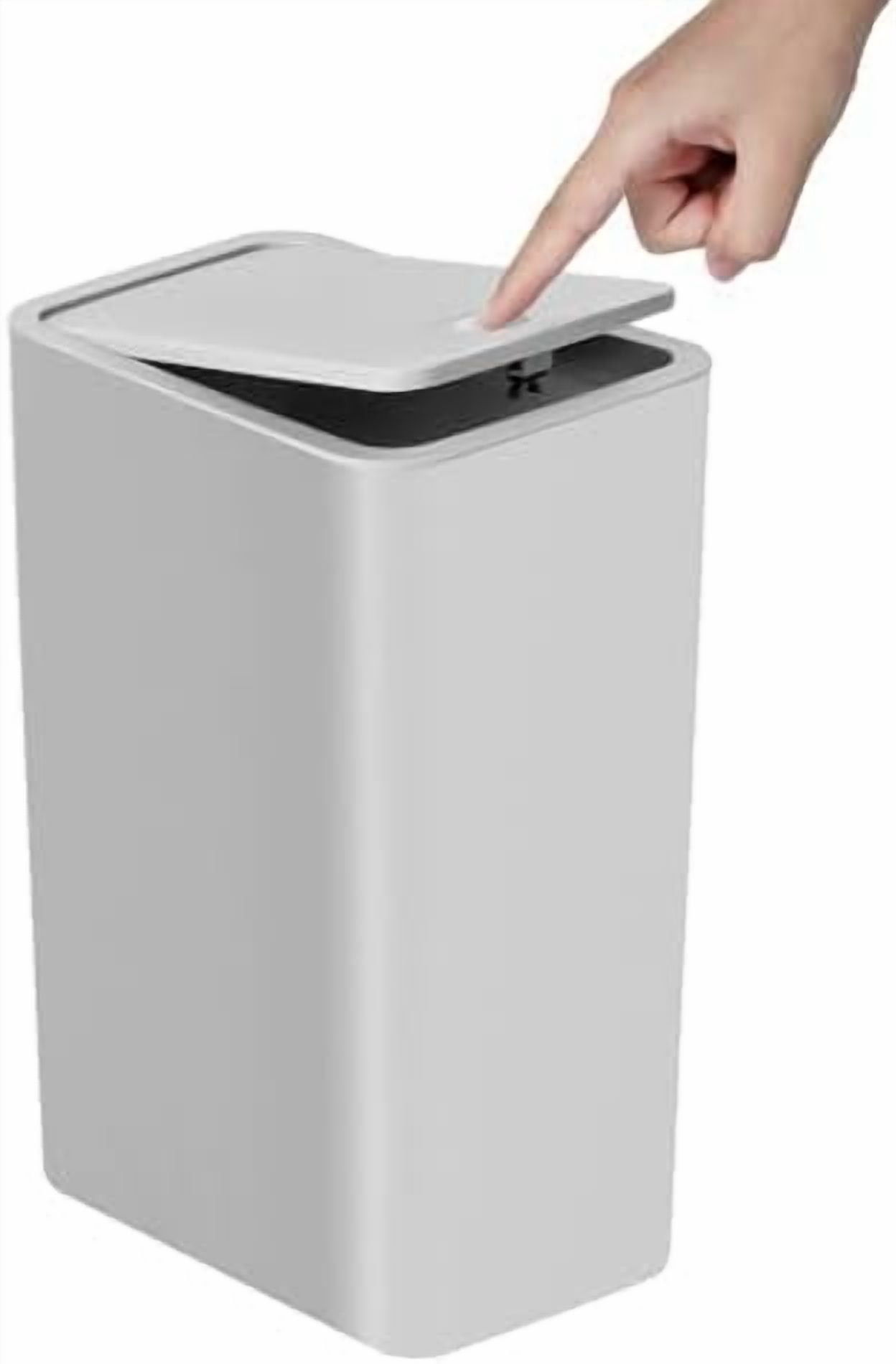 Bathroom Trash Can with Lid, 10 Liter/ 2.6 Gallon Slim Garbage Can ...