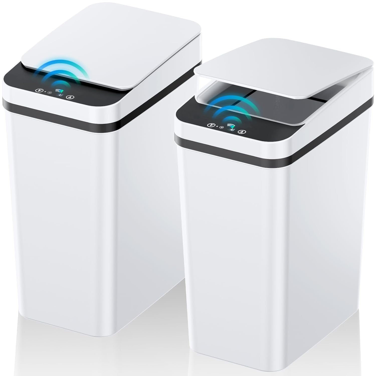 Bathroom Trash Can with Lid, 2 Pack 4 & 2.2 Gallon Automatic Touchless ...