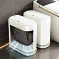 Bathroom Trash Can with Lid, 3 Gallon Small Slim Garbage Bin with Auto ...