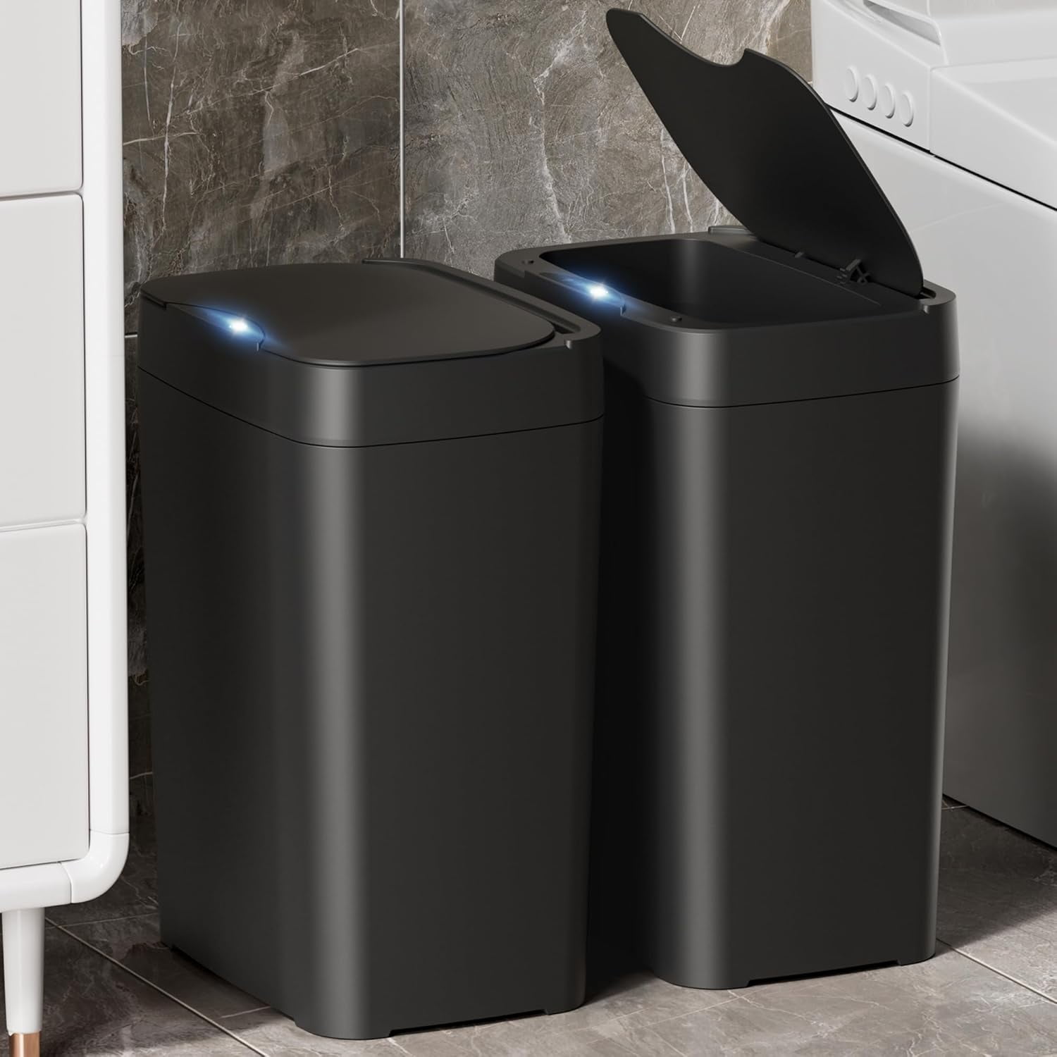 Bathroom Trash Can with Lid, Automatic Trash Can Small Smart Garbage ...