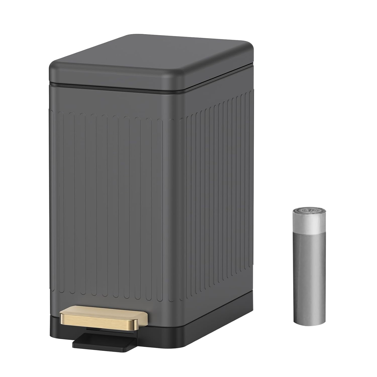 Bathroom Trash Can with Lid-Stainless Steel Step Slim Garbage Can-Metal ...