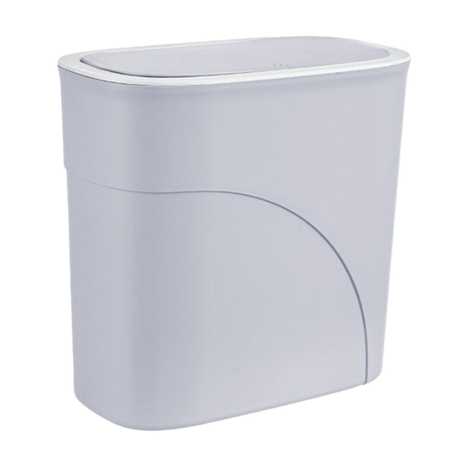 Bathroom Trash Can, Slim Garbage Can with Press-Top Lid, Small Gray ...