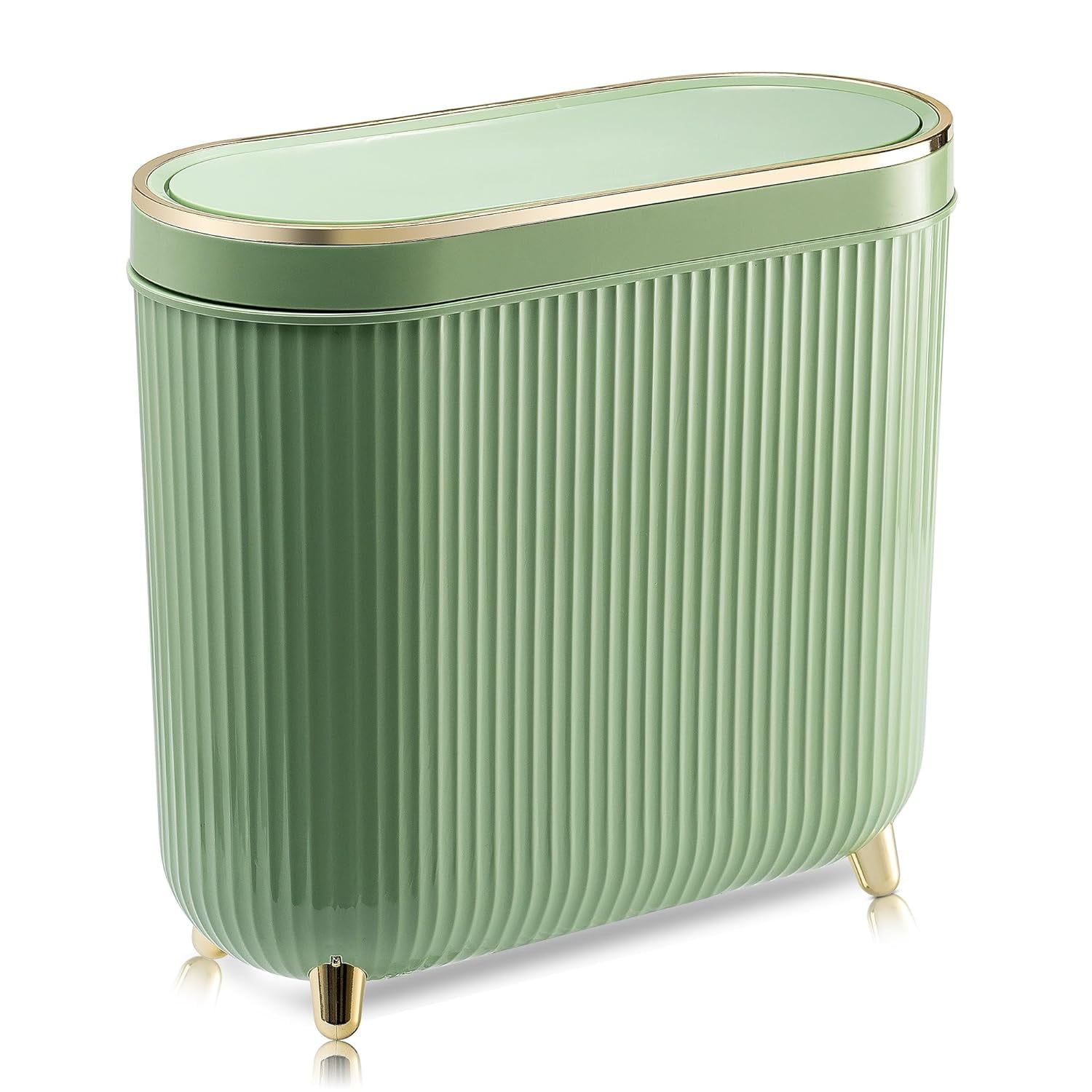 Bathroom Trash Can with Lid 3.2 Gallon Narrow Small Plastic Bin 12 ...