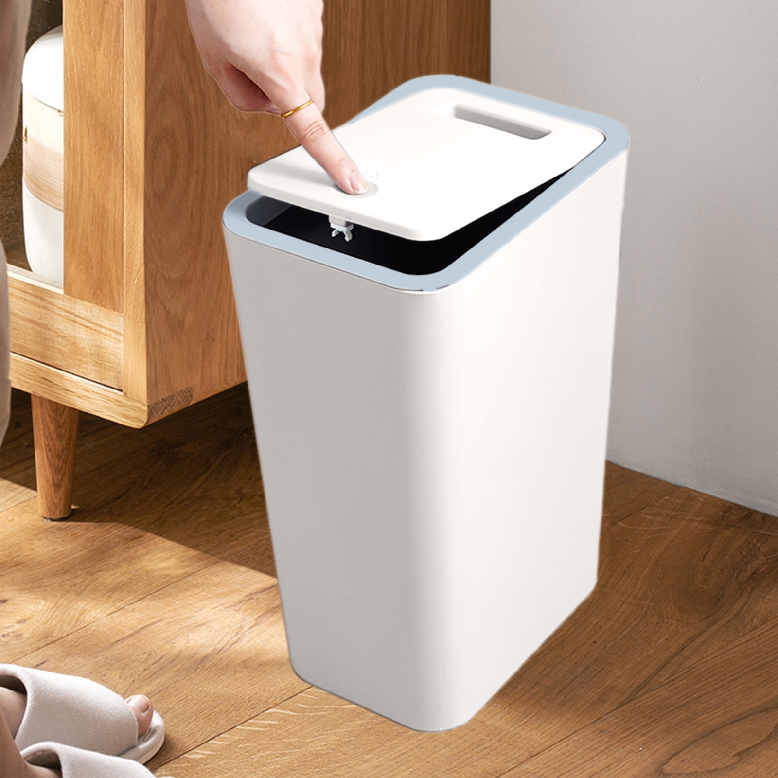 Bathroom Trash Can with Lid and Press Mechanism for Small Waste ...