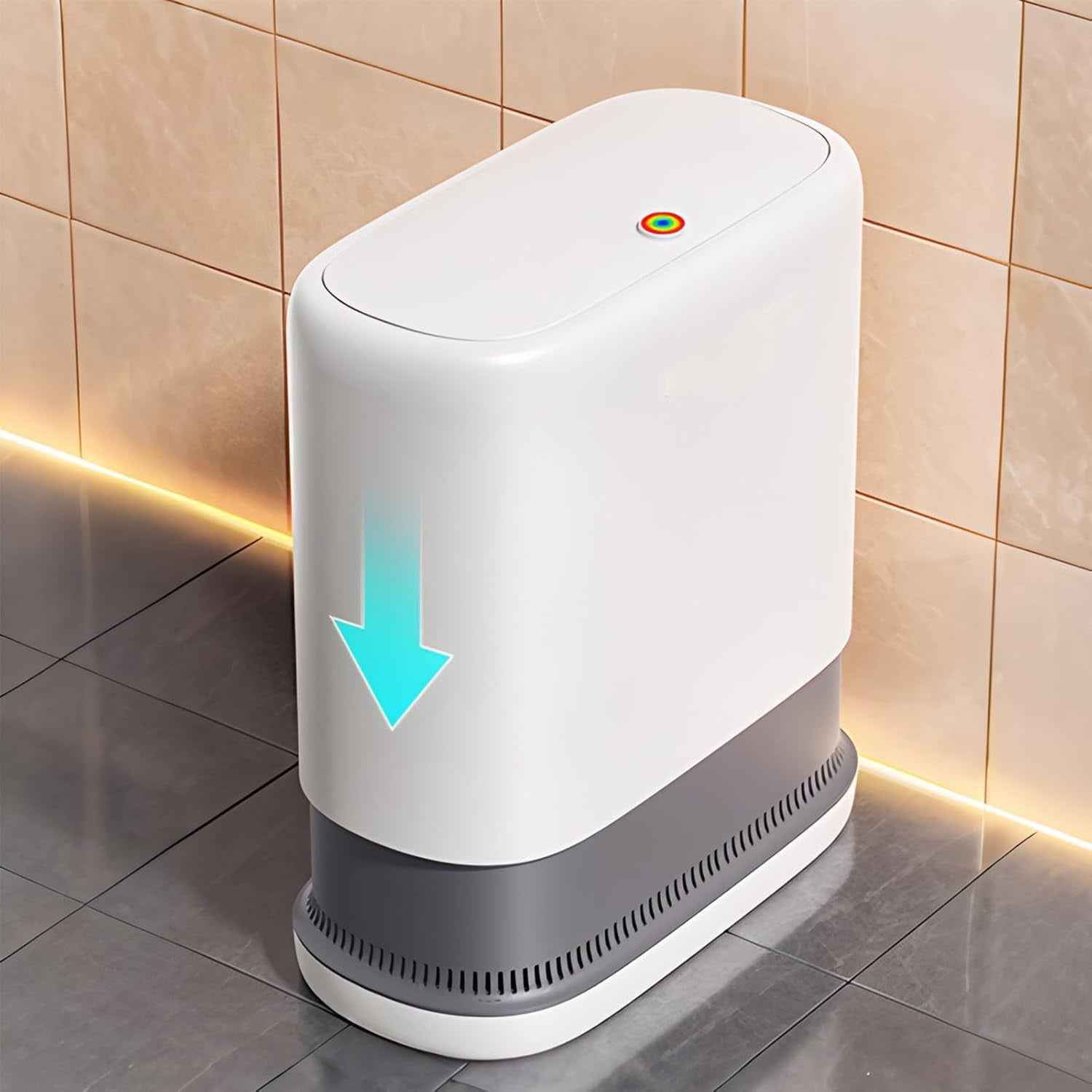 Bathroom Trash Cans, Garbage Can with Press Type Lid,10L Dogproof Slim ...