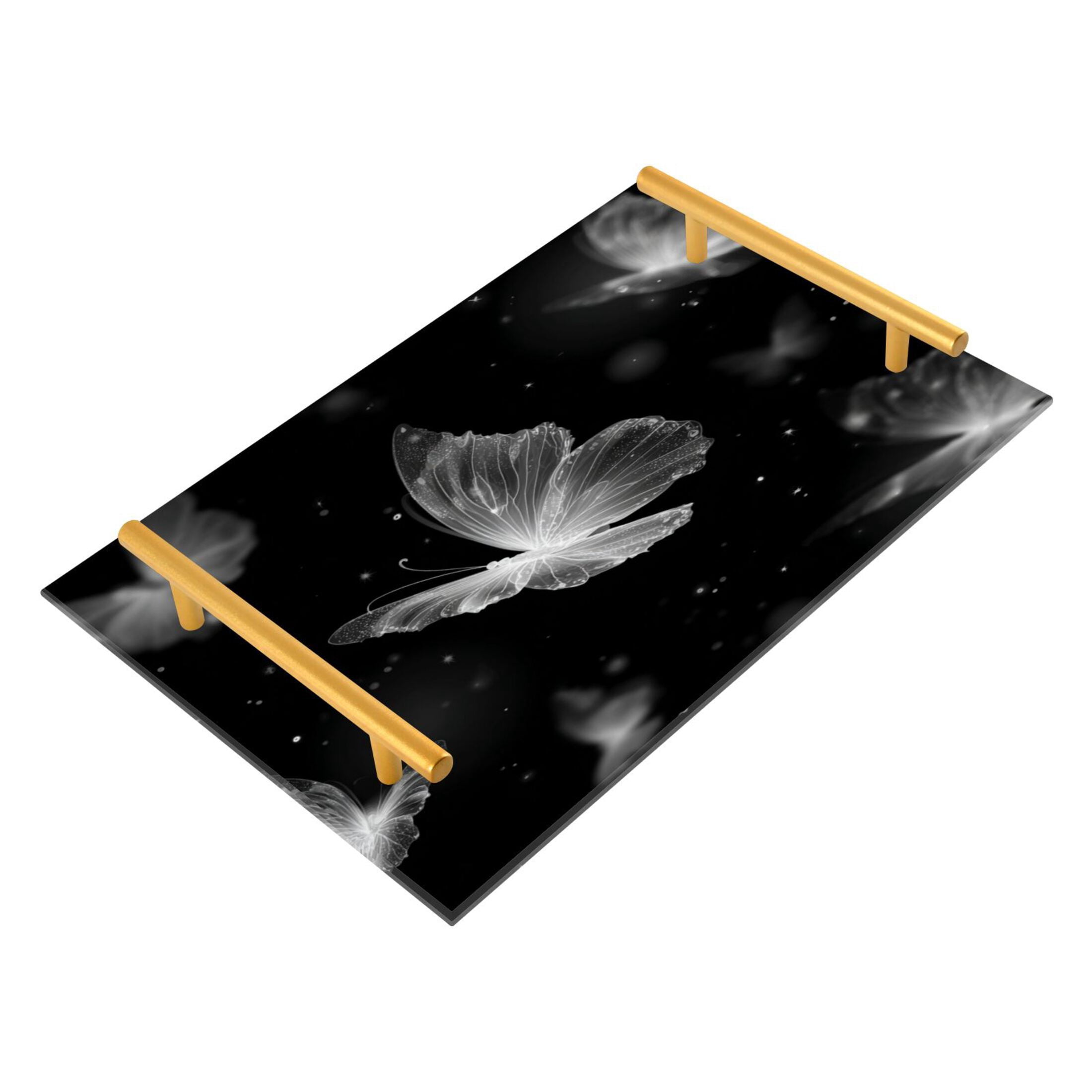 Bathroom Tray 7.87”x11.81” Acrylic Decorative Tray with Aluminum Alloy ...