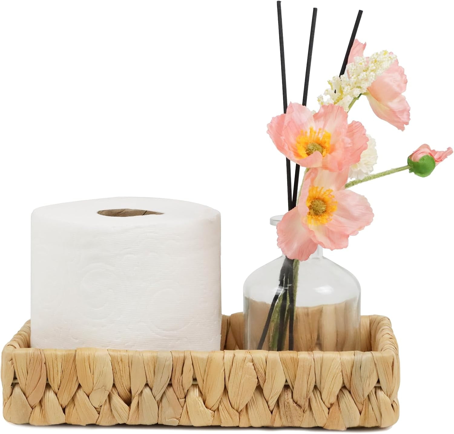 Bathroom Tray Countertop, 10 Inch Water Hyacinth Bathroom Basket ...