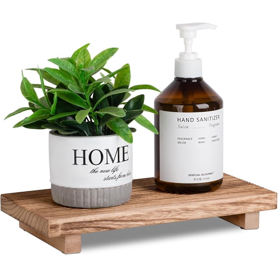 Bathroom Tray Farmhouse Decor Pedestal Stand Wood Riser Display Kitchen ...