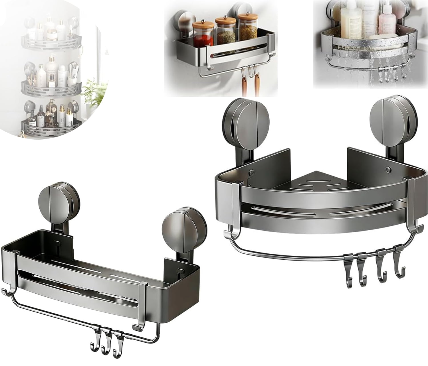 Bathroom Triangle Shelf,New Corner Shelf, Multifunctional Suction Cup ...
