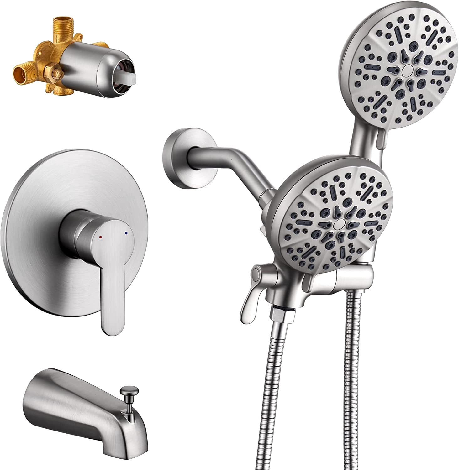 Bathroom Tub Shower Faucet Set with Valve, 48 Settings Bathtub Dual ...