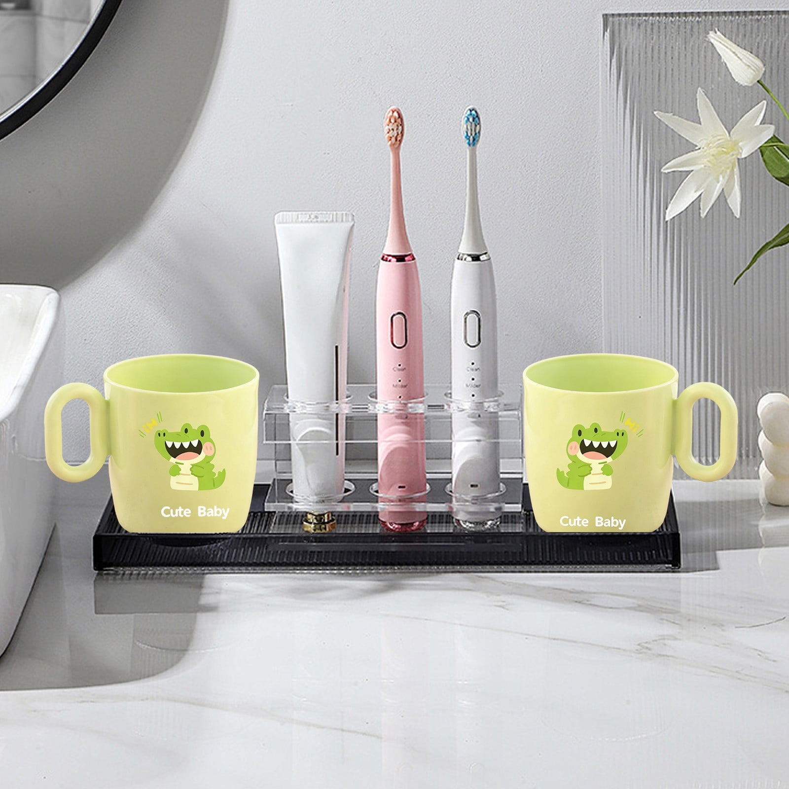 Bathroom Tumbler Cup with Handle, Cute Toothbrush Cups, Unbreakable ...