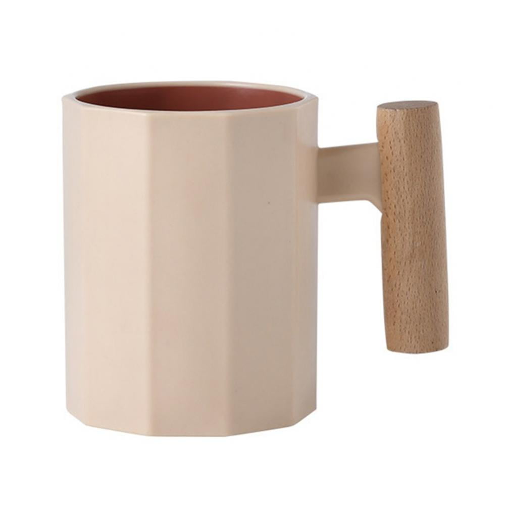 Bathroom Tumbler Cup with Wooden Handle Unbreakable Dental Rinsing Cup ...