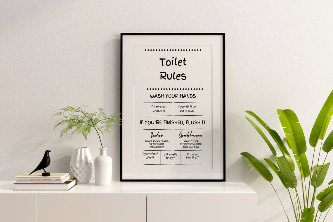 Bathroom Typography Poster, Minimalist Wall Decor, Unframed Paper ...