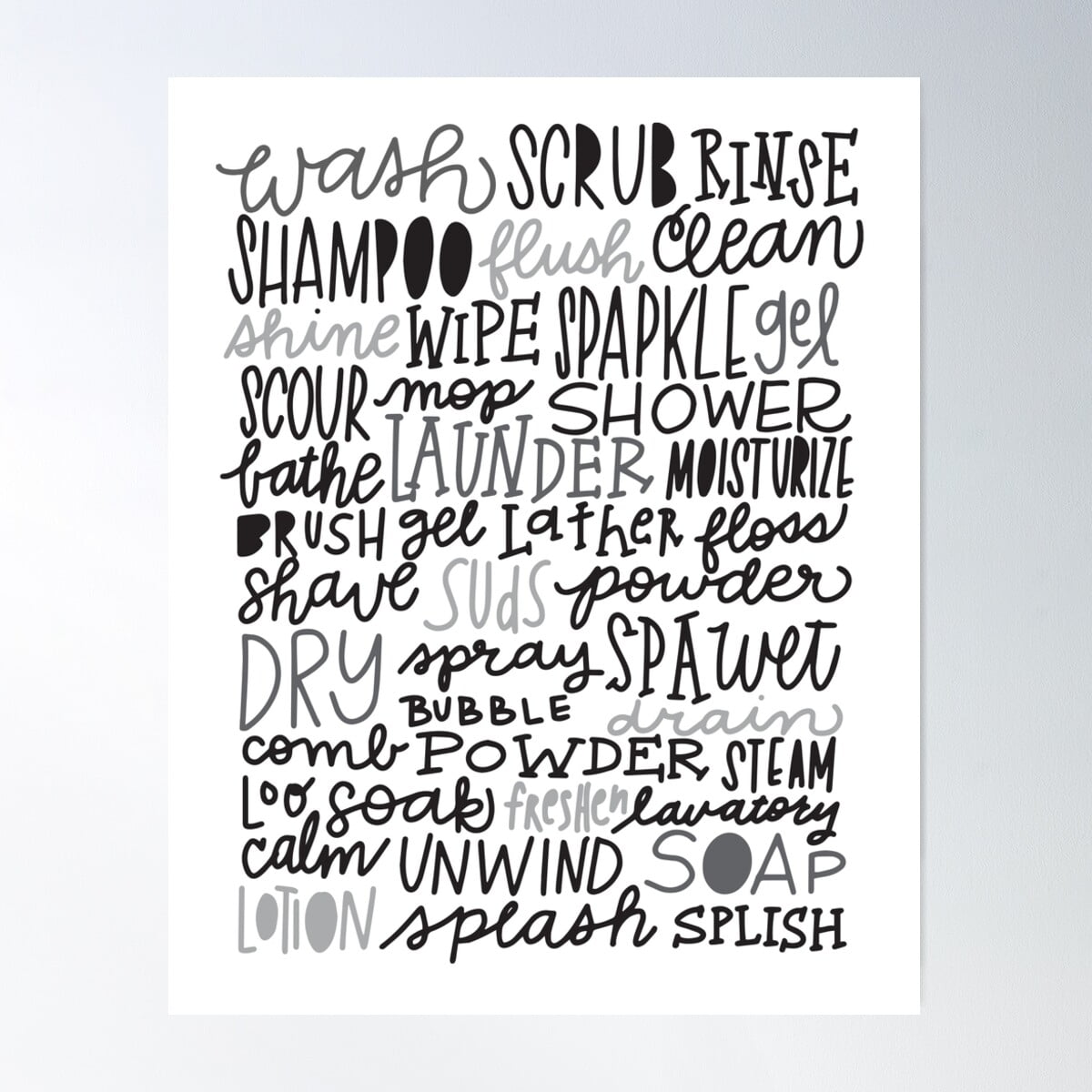 Bathroom Typography Poster Wall Art Modern Wall Decor For Living Room ...