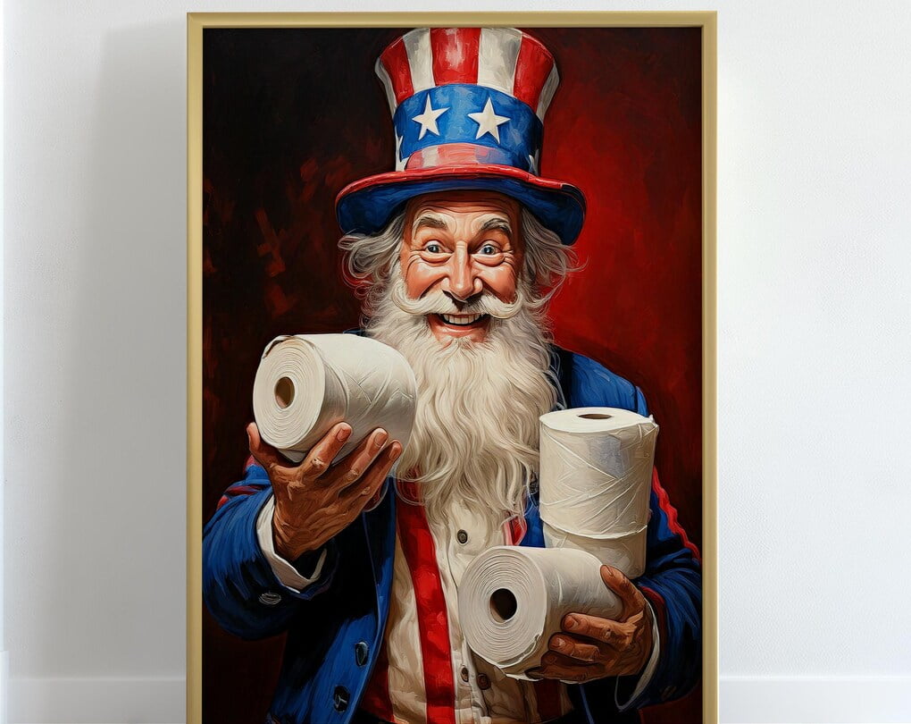 Bathroom Uncle Sam Print Fourth Of July Bathroom Art Holiday Humor Wall Print Powder Room 4Th Of ...