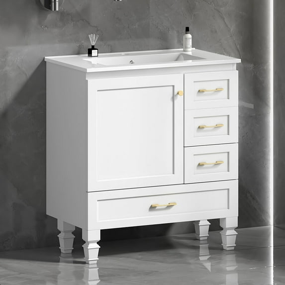 Bathroom Vanity 30"white Bathroom Vanity. Abundant Storage Cabinet -1 ...
