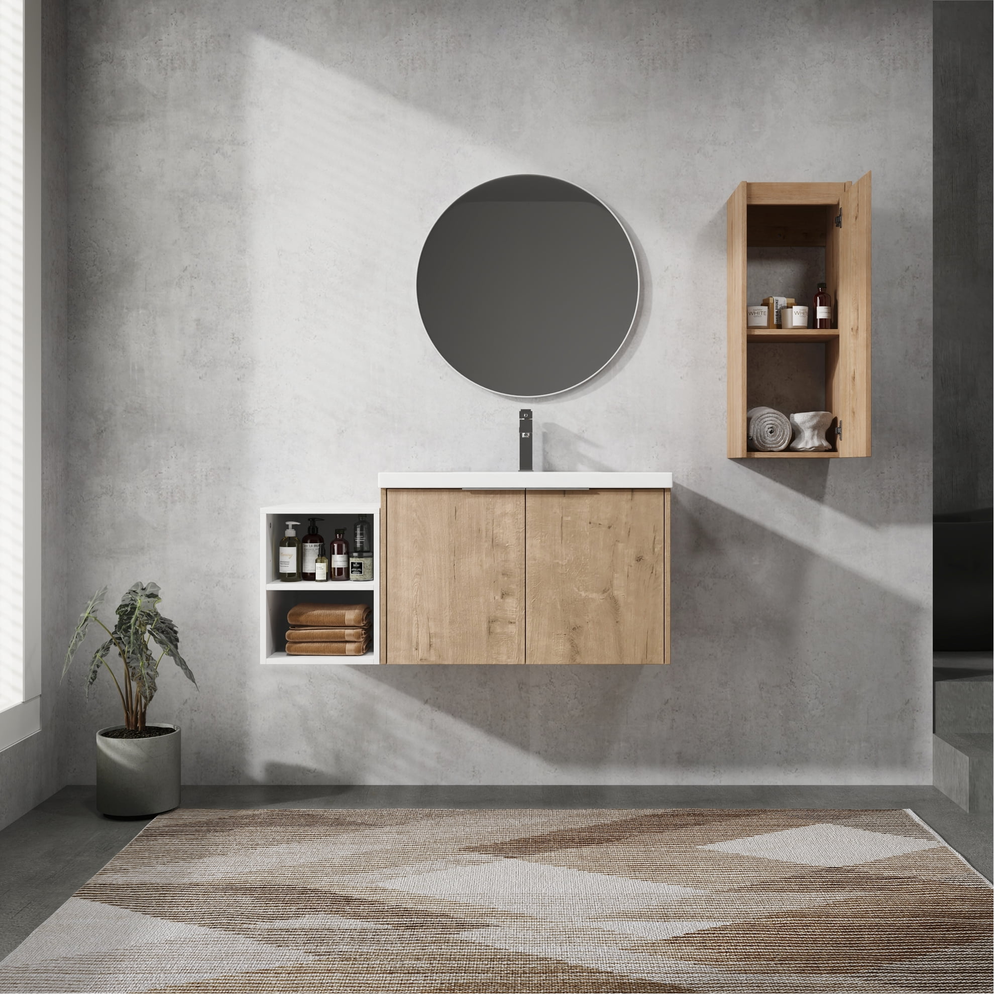 Bathroom Vanity 42" With Sink & Side Cabinet - Luxurious Artistic ...