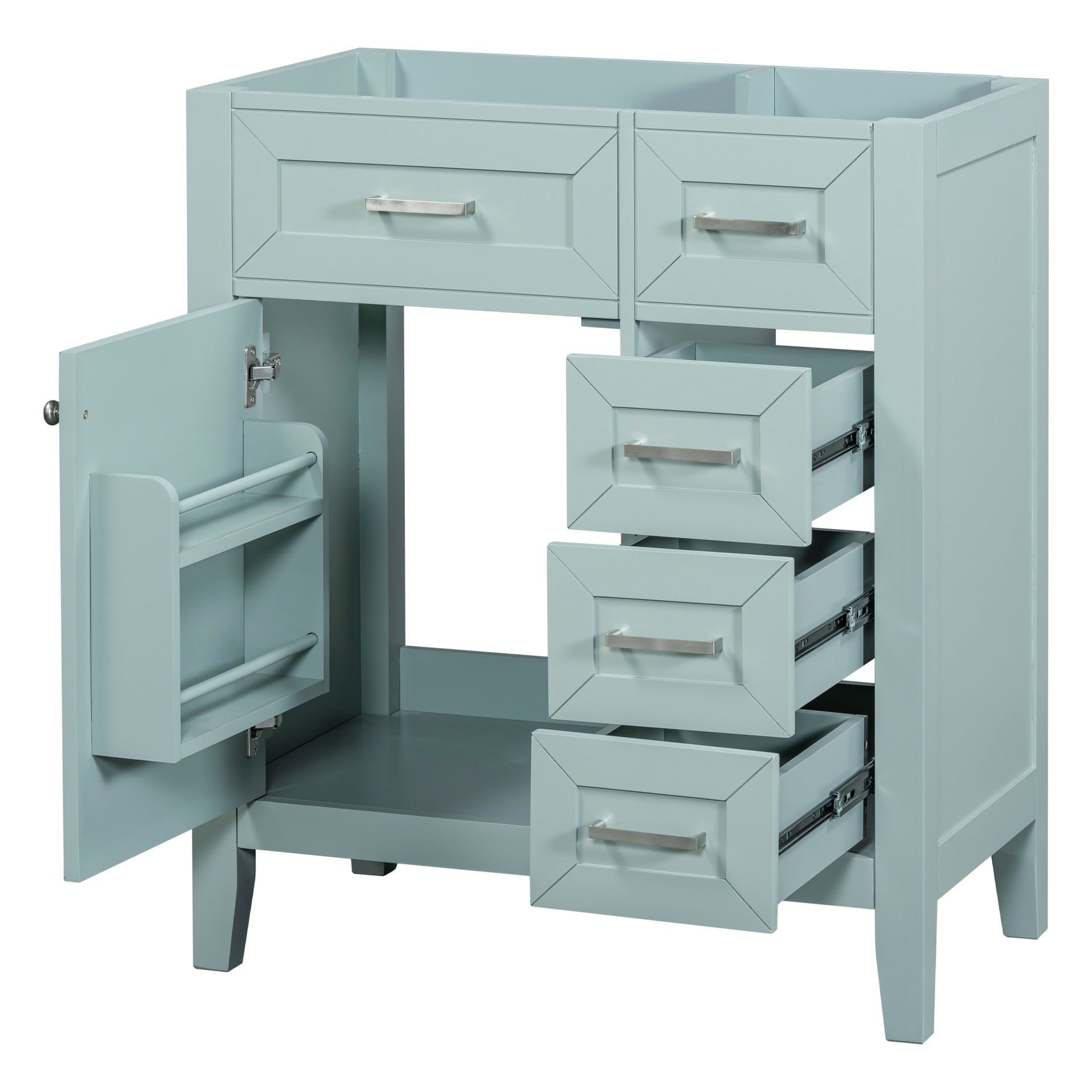 Bathroom Vanity Base, 30". Modern Cabinet With Drawers. Solid Rubber ...