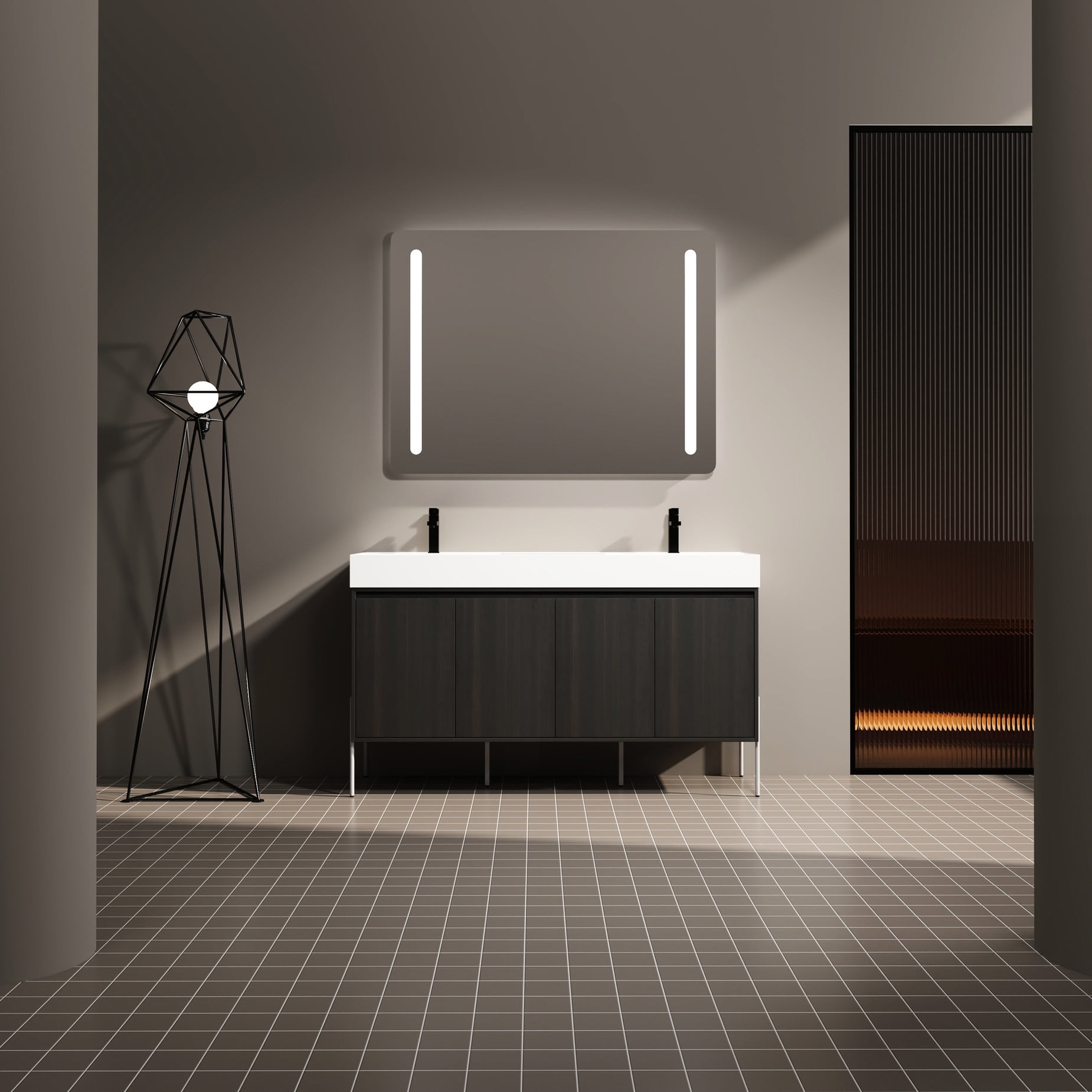 Bathroom Vanity Cabinet / 59.06 in Depth, Dark Oak Color, Space ...