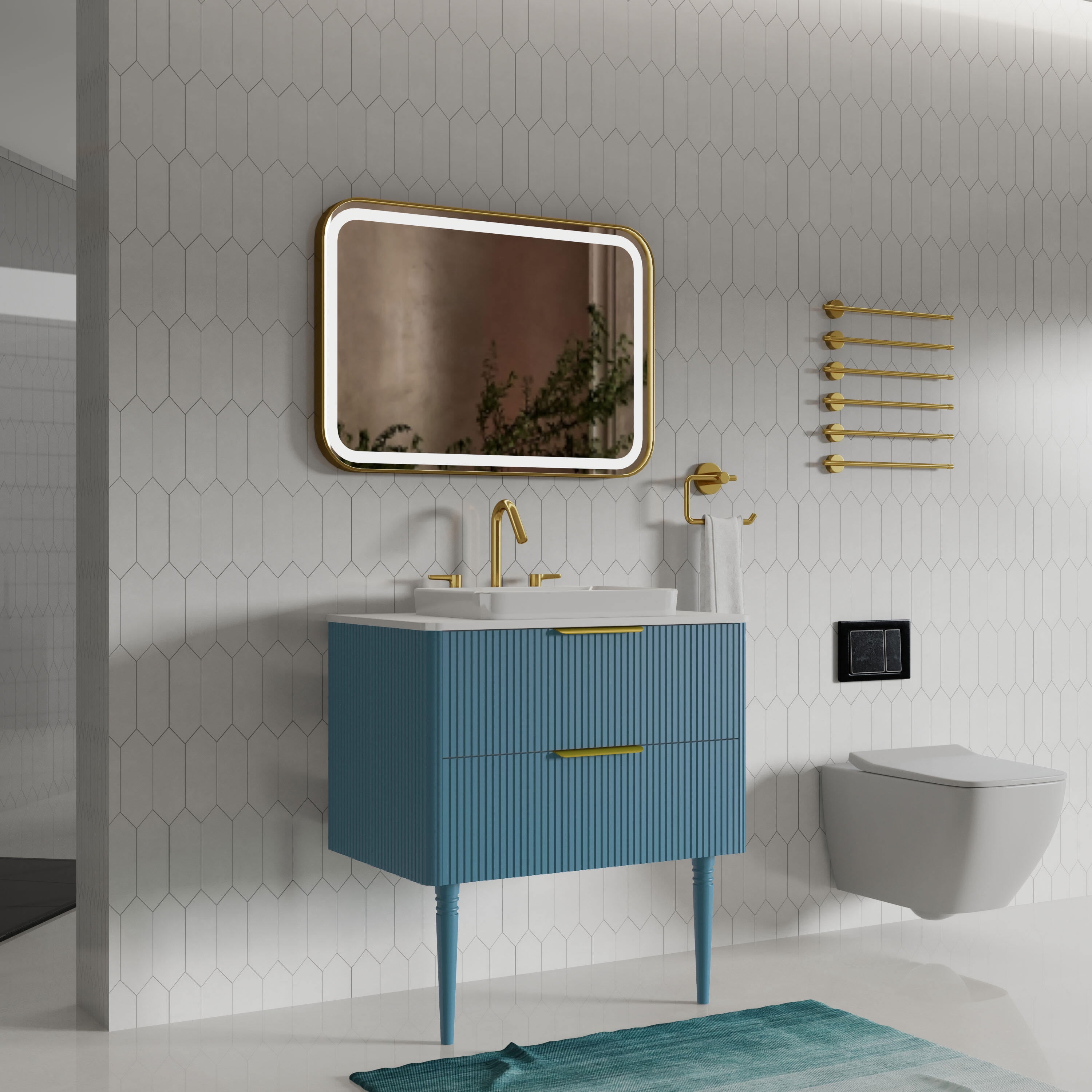 Bathroom Vanity Elena 30" Striped Aquamarine Bathroom Vanity with ...