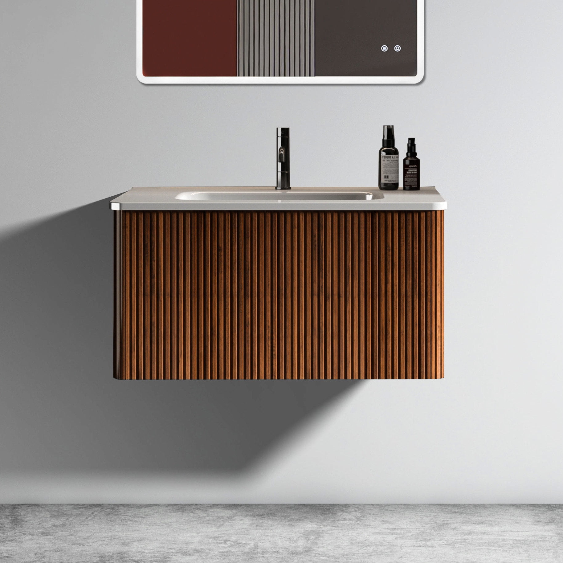 Bathroom Vanity Ensemble | Glossy Sink, Safety - Enhanced Design ...