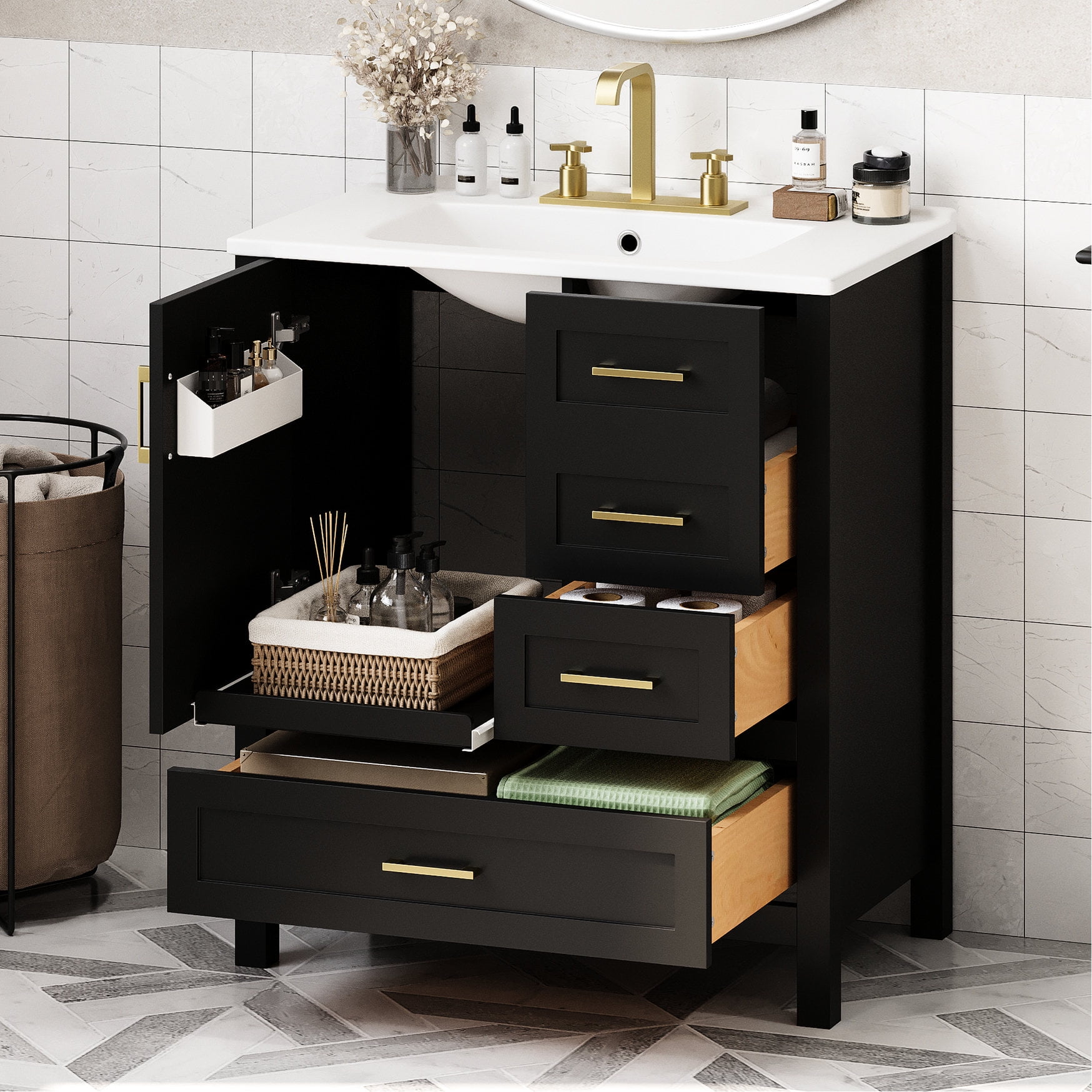 Bathroom Vanity Equipment / 30" Size, Soft Close Function, Rectangular ...