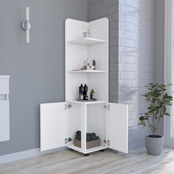 Bathroom Vanity, Freestanding cabinet Kairatu, One Drawer, White Finish ...