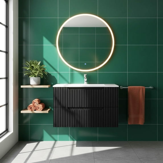 Bathroom Vanity Goodyo 30 inch Wall Mounted Bathroom Vanity with Sink ...