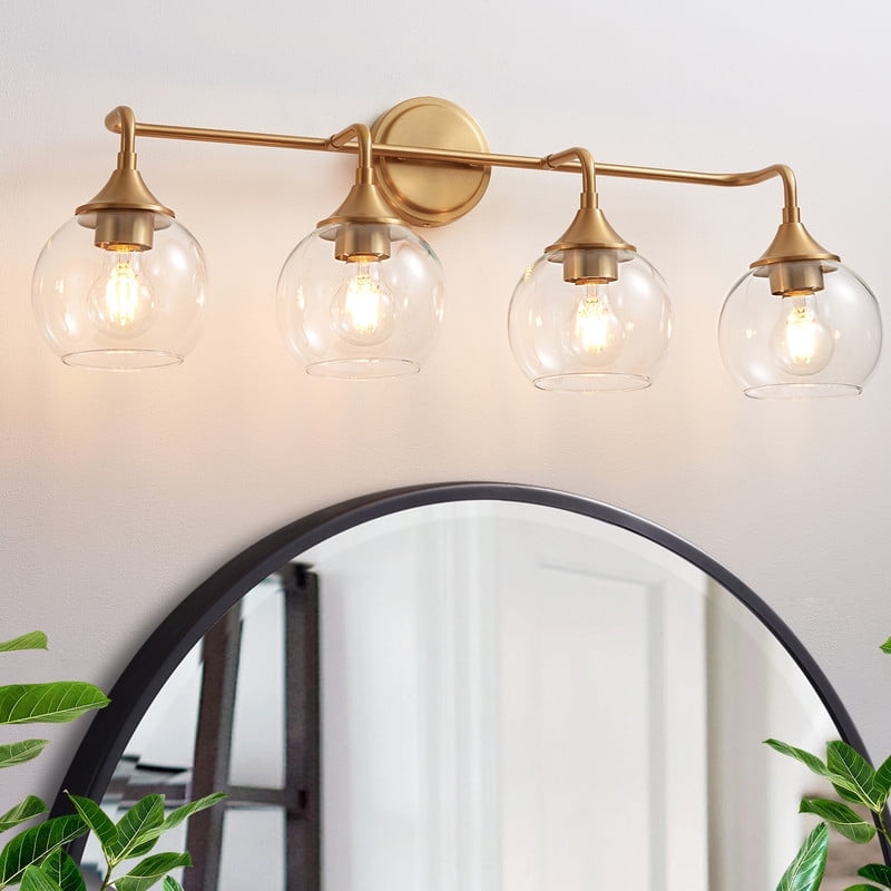 Bathroom Vanity Light with Clear Glass Shade, E26 Base, Bathroom Light ...
