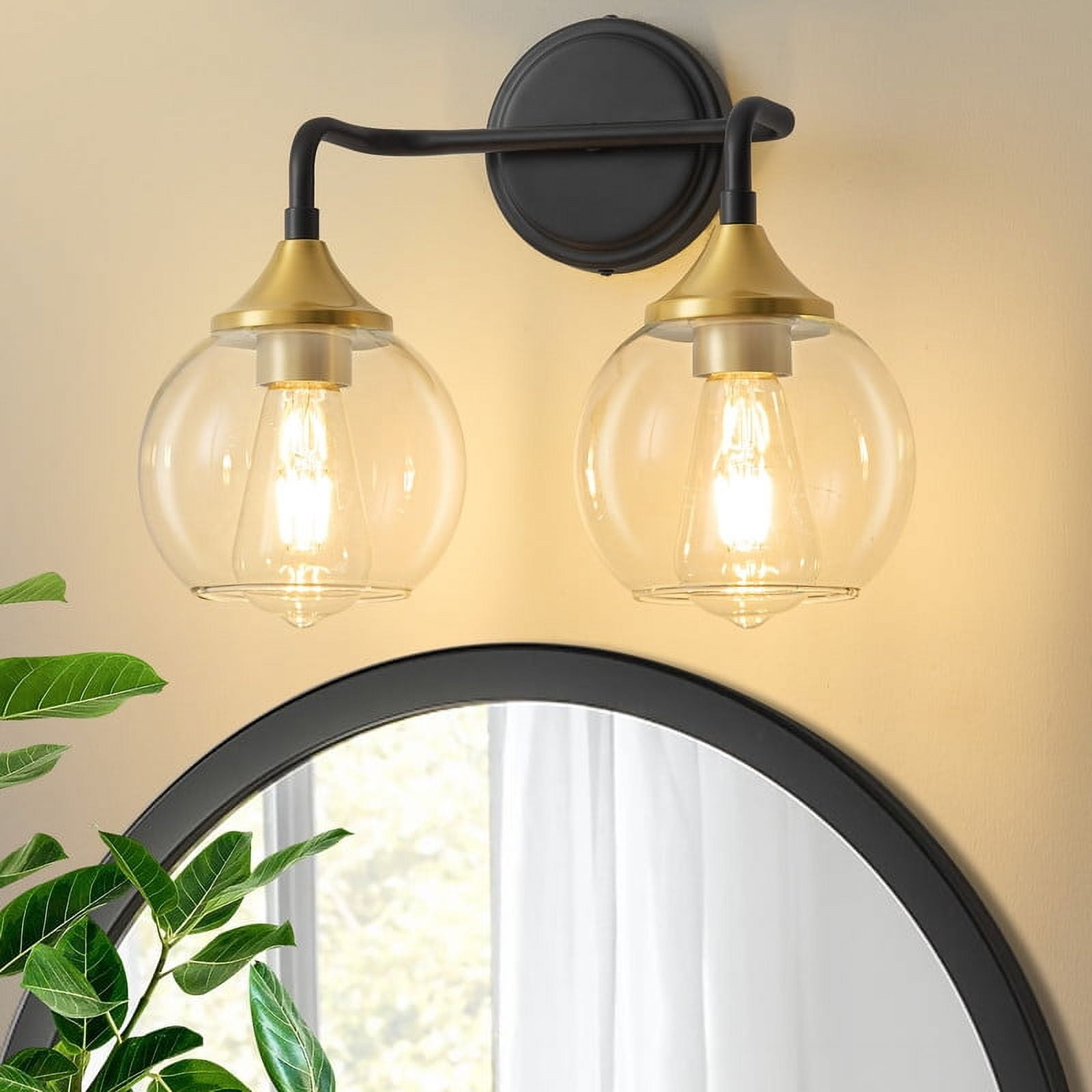 Bathroom Vanity Light with Clear Glass Shade, E26 Base, Bathroom Light Fixtures Over Mirror ...