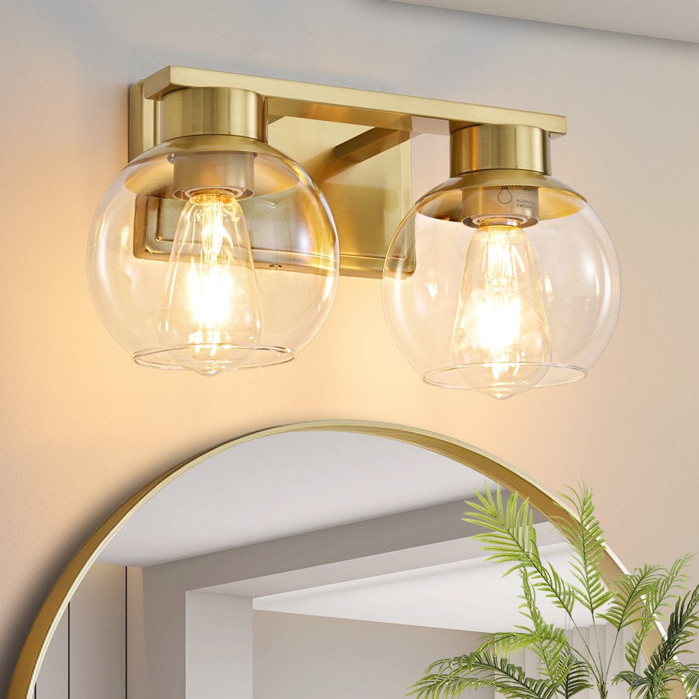 Bathroom Vanity Light Fixtures 2-Lights Gold Bathroom Light Over Mirror ...