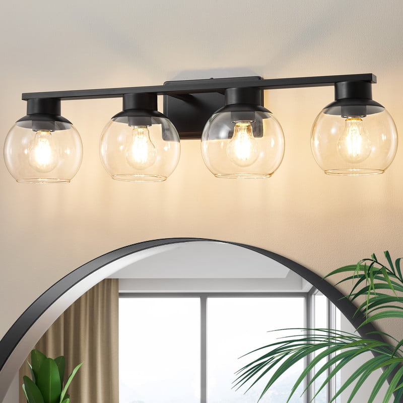 Bathroom Vanity Light Fixtures 4-Lights Black Bathroom Light Over ...