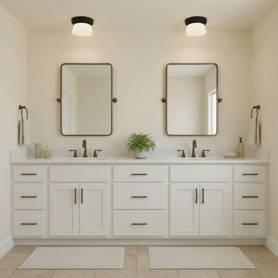 Bathroom Vanity Lighting, 7 inch Black Integrated LED Flush Mount ...