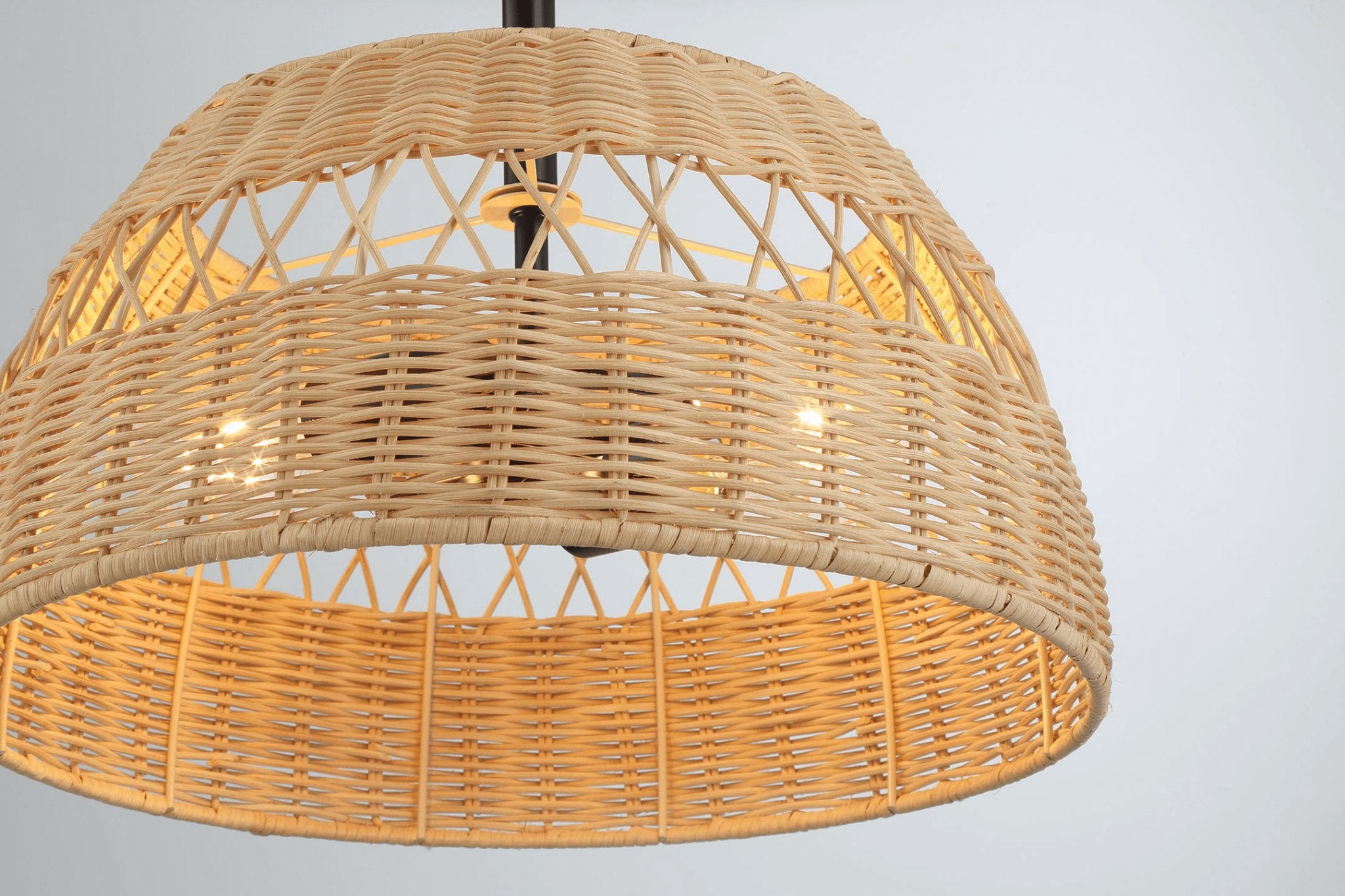 Bathroom Vanity Lights Twinkle Double Lights Semi Flush with Rattan ...