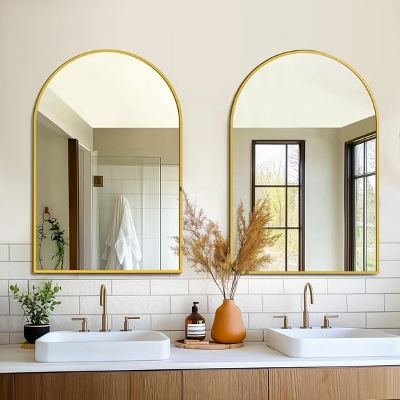 Bathroom Vanity Mirror for Wall,2 24"x36" Arched Framed Bathroom Mirror ...