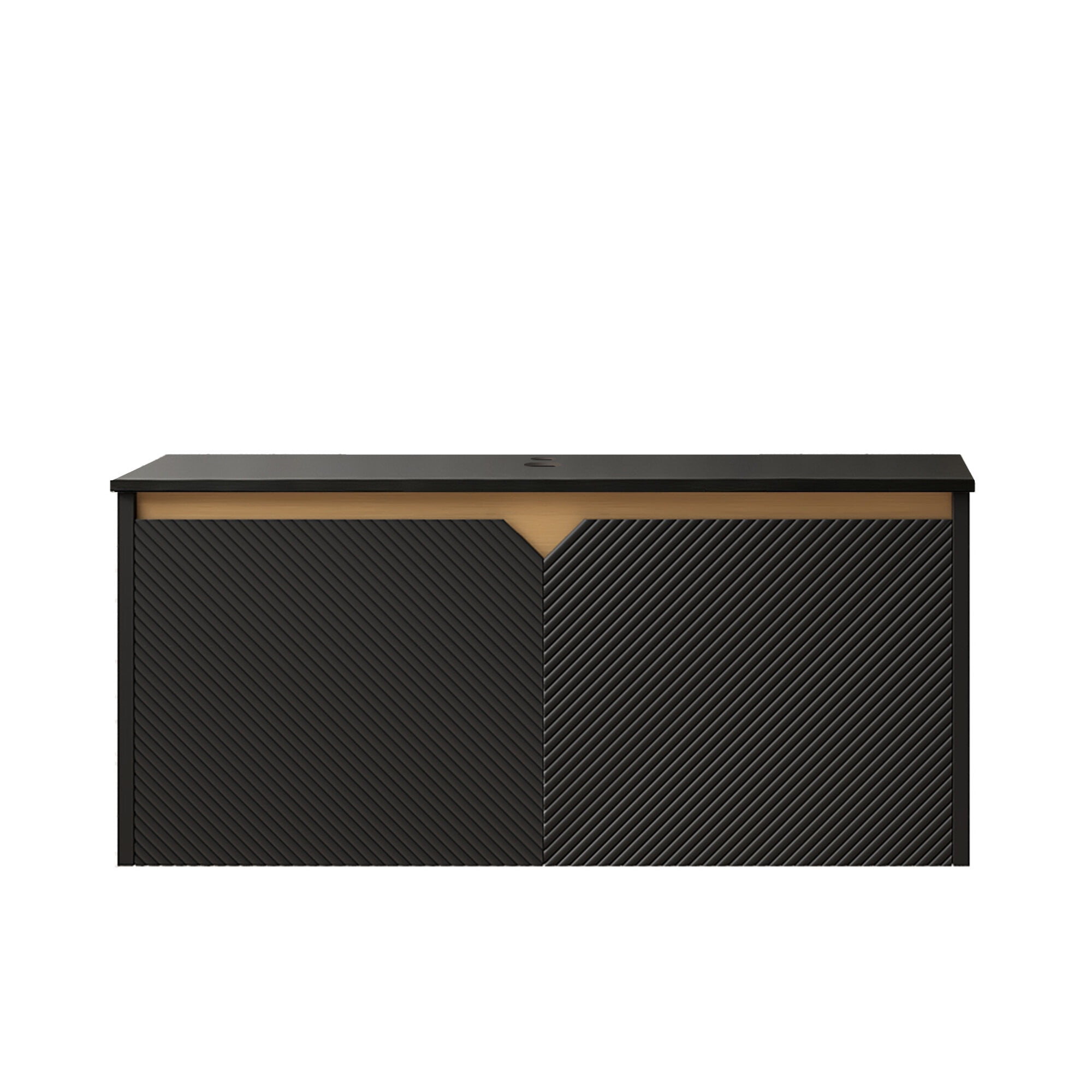 Bathroom Vanity RUBEN 36" Wall-Mounted Black Plywood Cabinet and Black ...