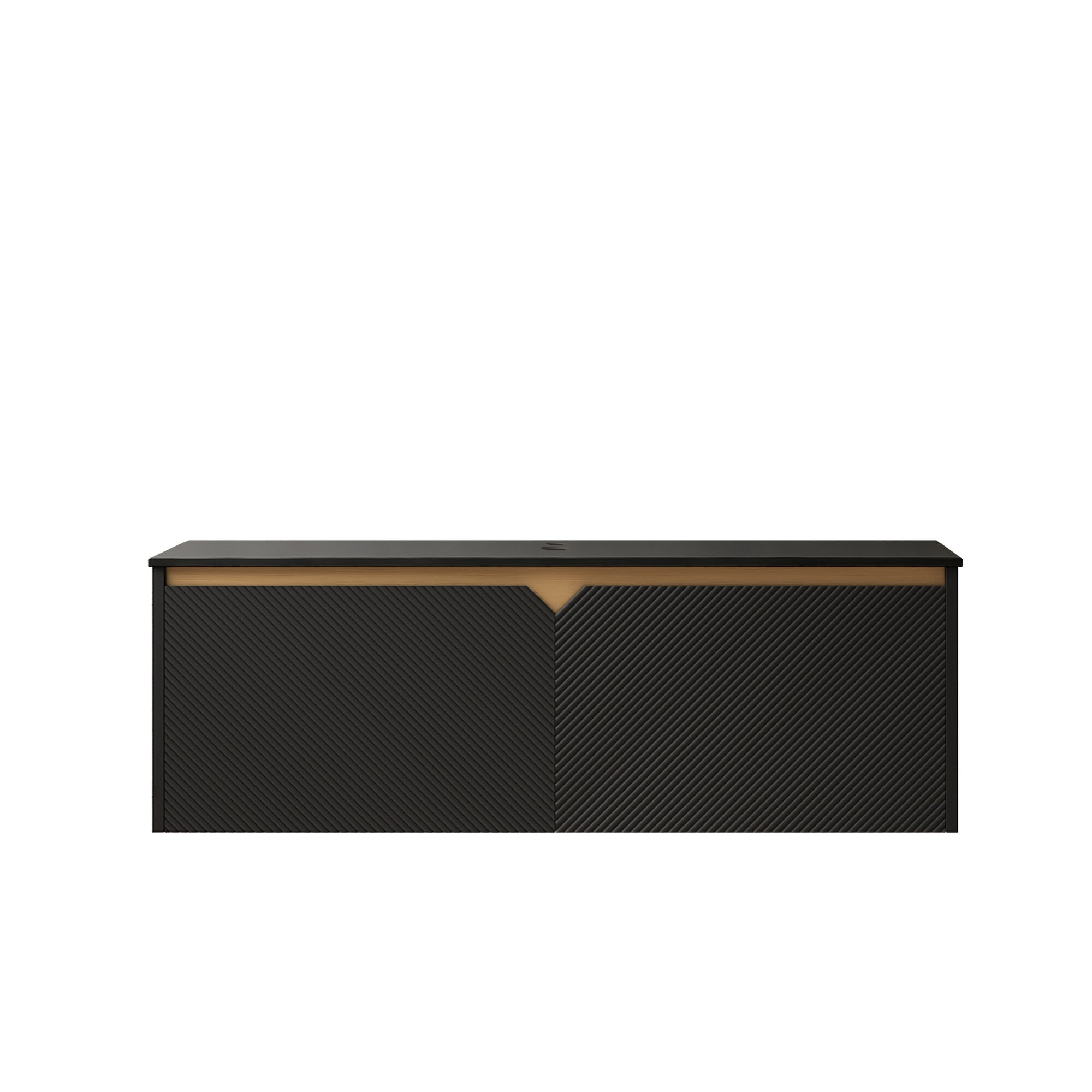 Bathroom Vanity RUBEN 48" Wall-Mounted Black Plywood Cabinet and Black ...